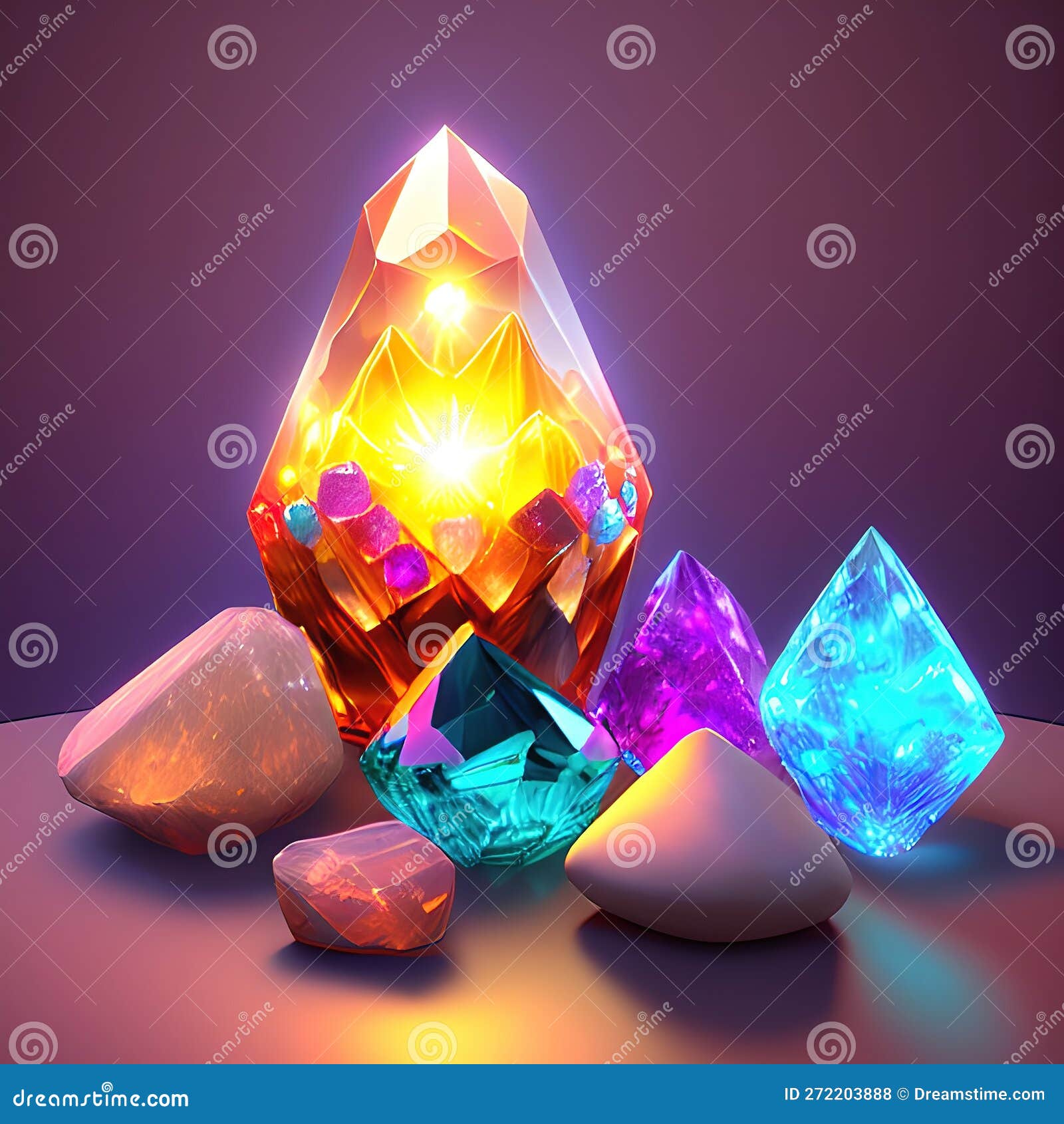 Magic Crystal Light and Gem Stones Ai Generated Stock Illustration ...
