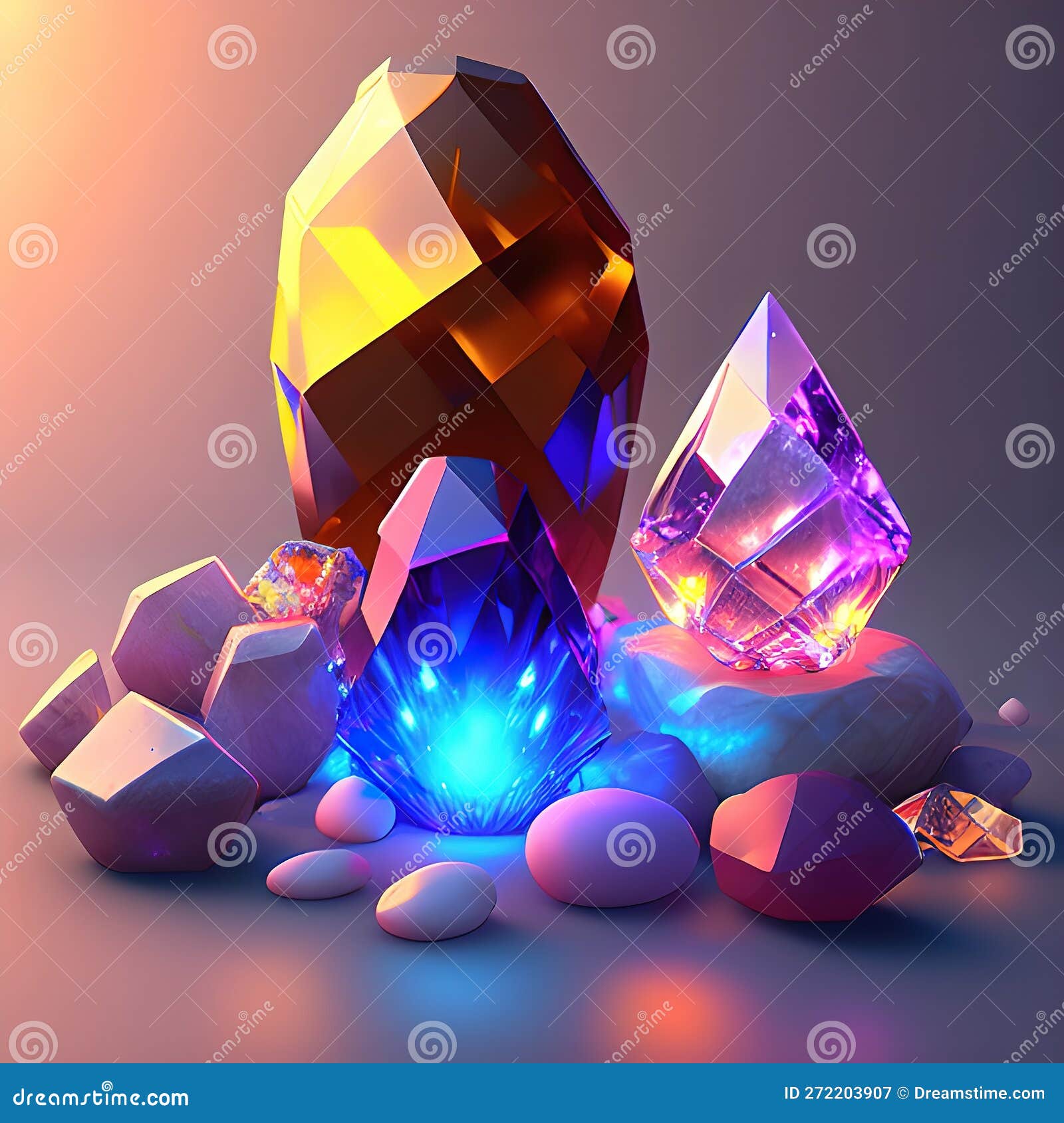 Magic Crystal Light and Gem Stones Ai Generated Stock Illustration ...