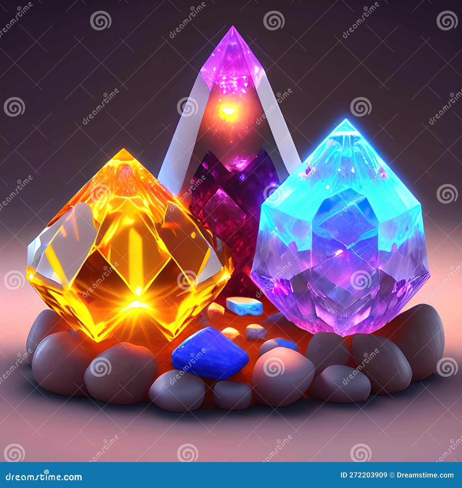 Magic Crystal Light and Gem Stones Ai Generated Stock Illustration ...