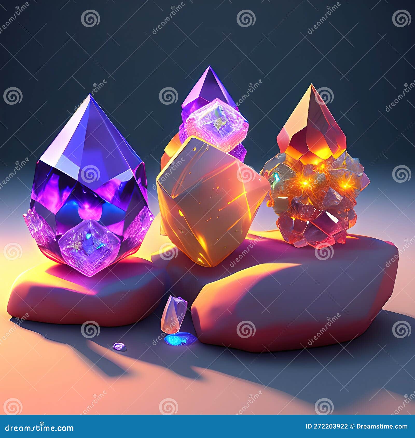 Magic Crystal Light and Gem Stones Ai Generated Stock Illustration ...