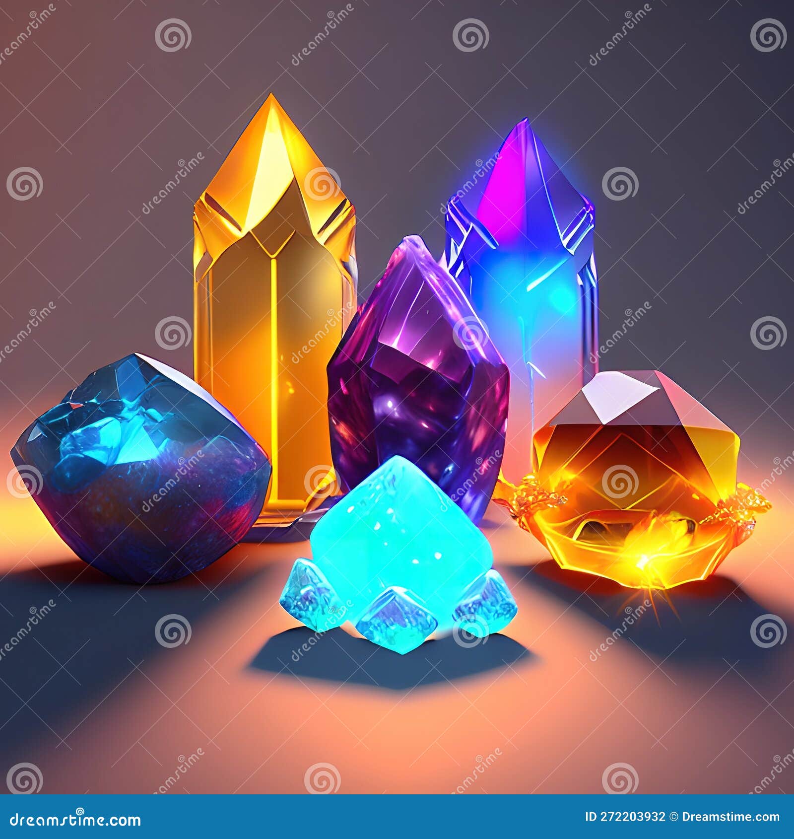 Magic Crystal Light and Gem Stones Ai Generated Stock Illustration ...