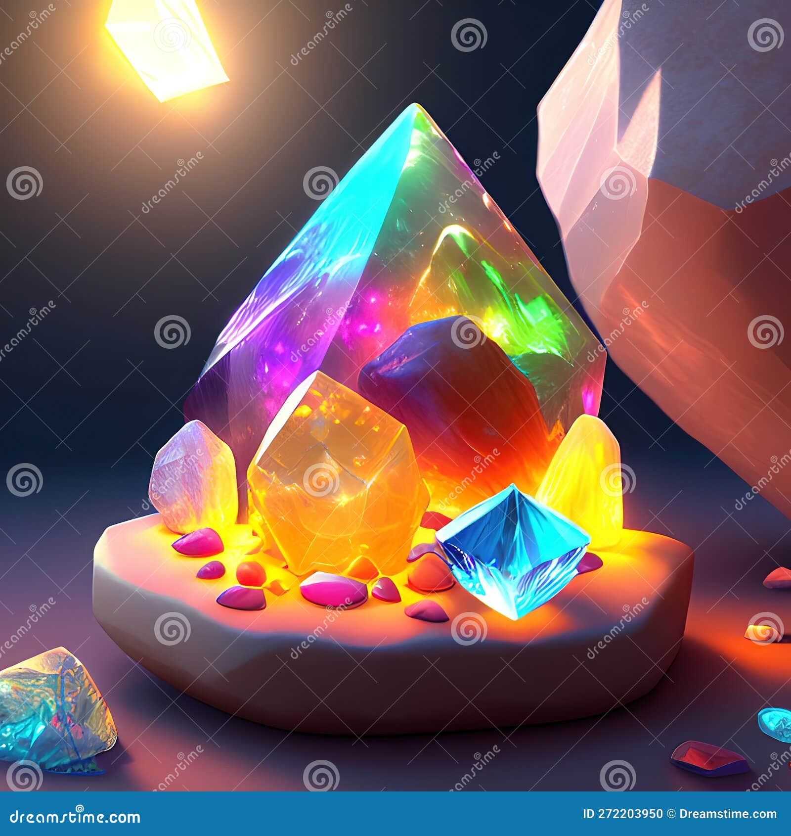 Magic Crystal Light and Gem Stones Ai Generated Stock Illustration ...