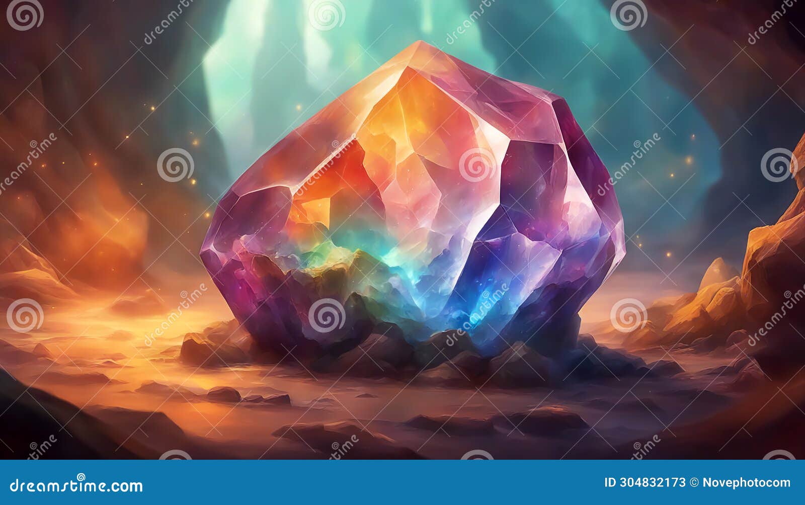 Magic Crystal. Luminous Colored Crystal. Sparkling Mystical Stone ...