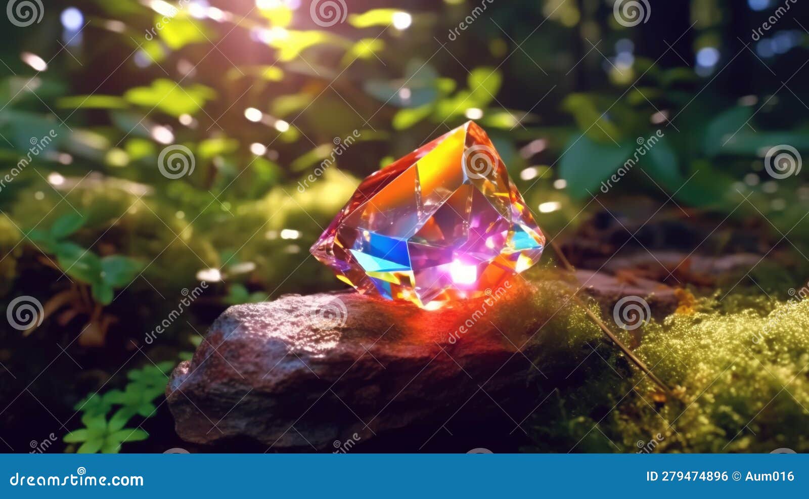 A Magic Crystal in the Rays of Light Stock Illustration - Illustration ...