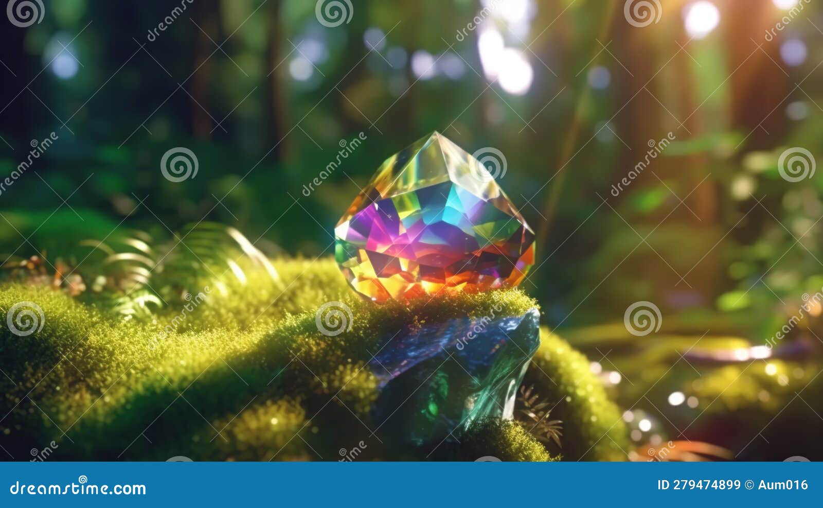 A Magic Crystal in the Rays of Light Stock Illustration - Illustration ...