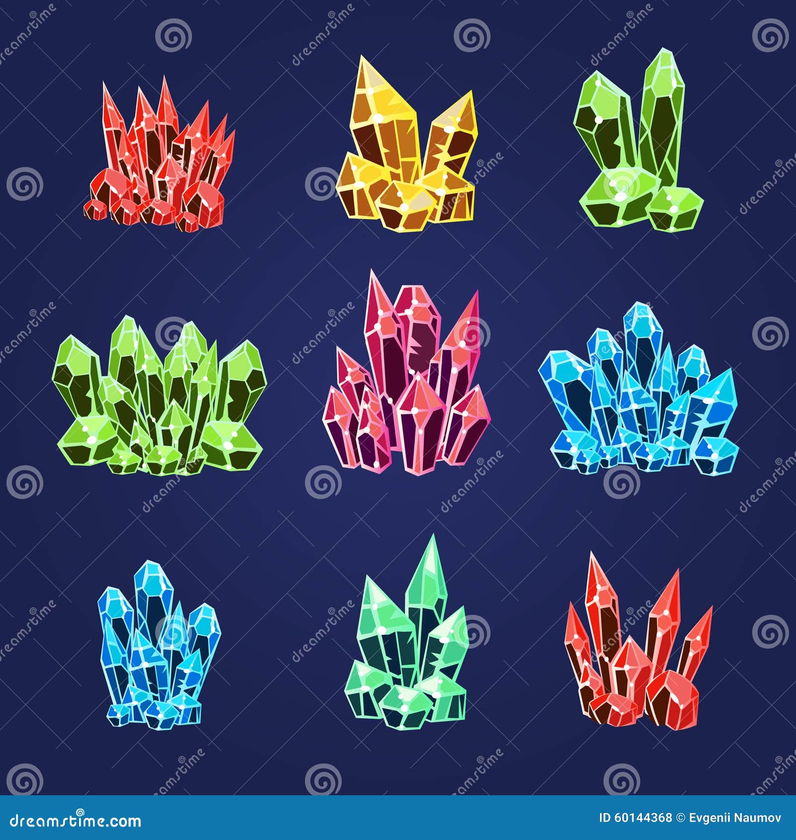 Magic Crystals Icons Set stock vector. Illustration of mineral - 60144368
