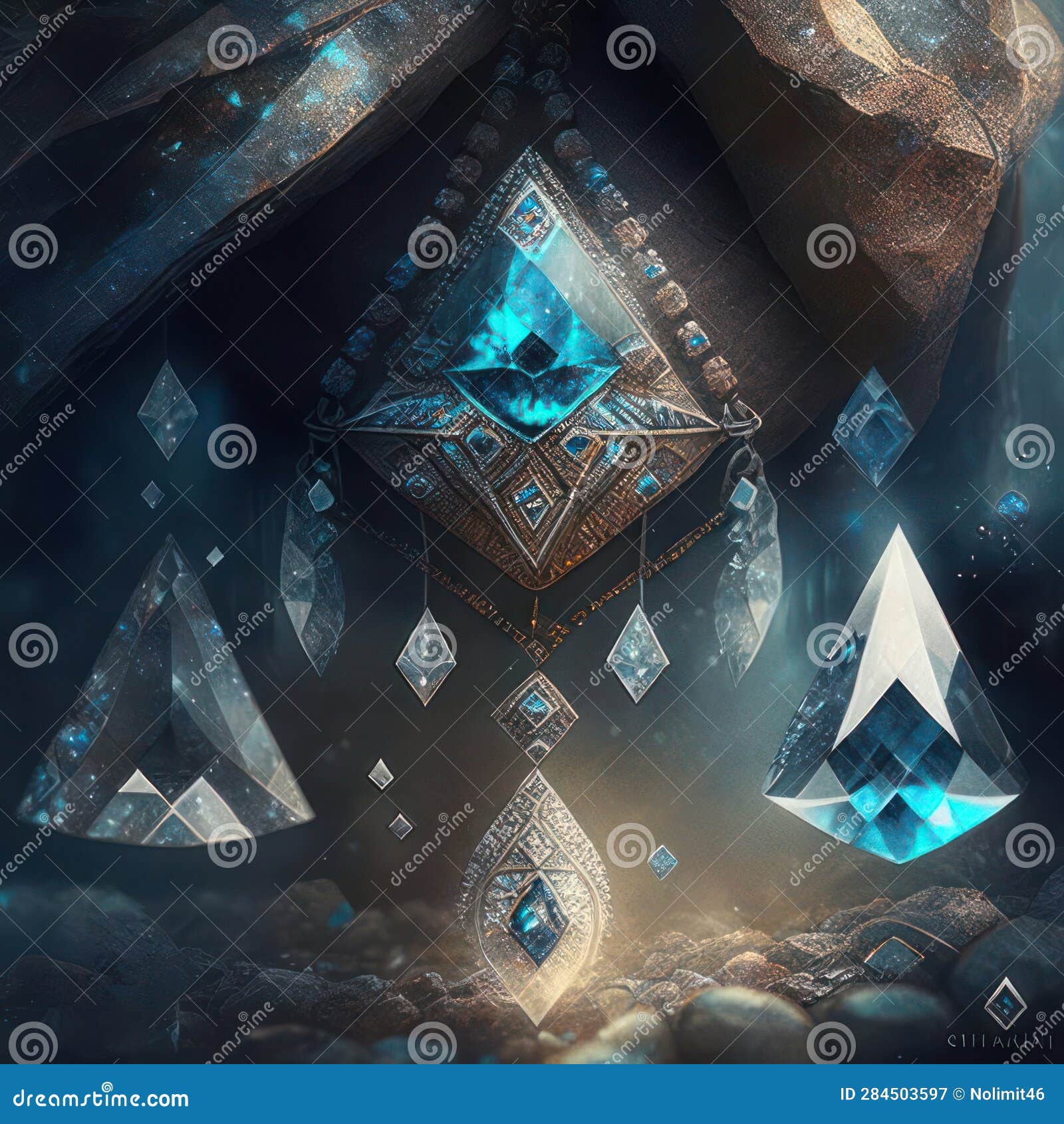 Magic crystals stock illustration. Illustration of cauldron - 284503597