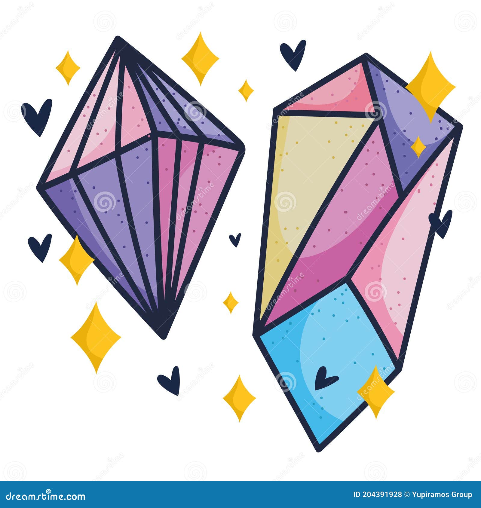 Magic Crystals Lucky Mystery Cartoon Design Stock Vector - Illustration ...