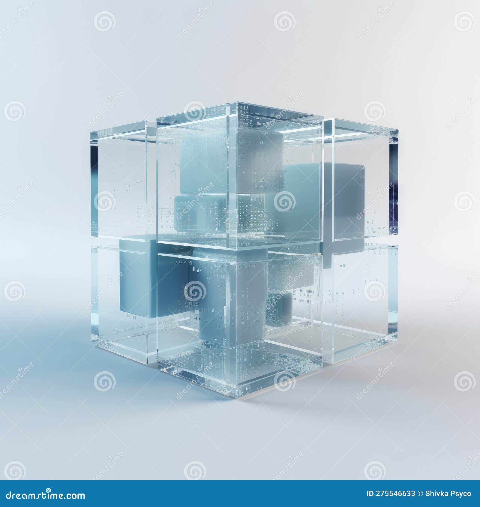 A Magic Cube Icon Blue Gradient Frosted Glass Generative AI Stock ...