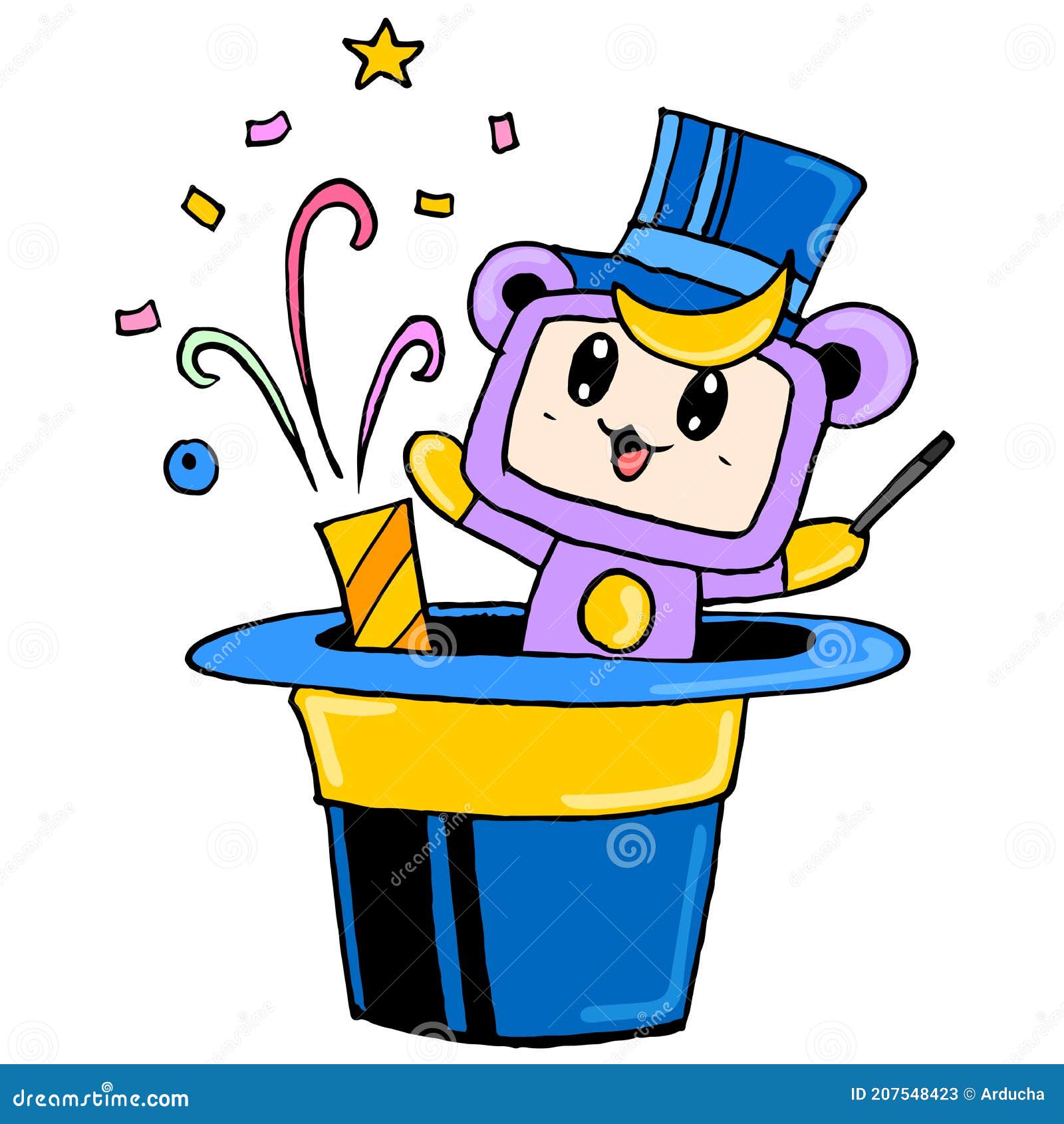 A Magic Cute Creature Appeared Surprisingly from the Hat Stock Vector ...