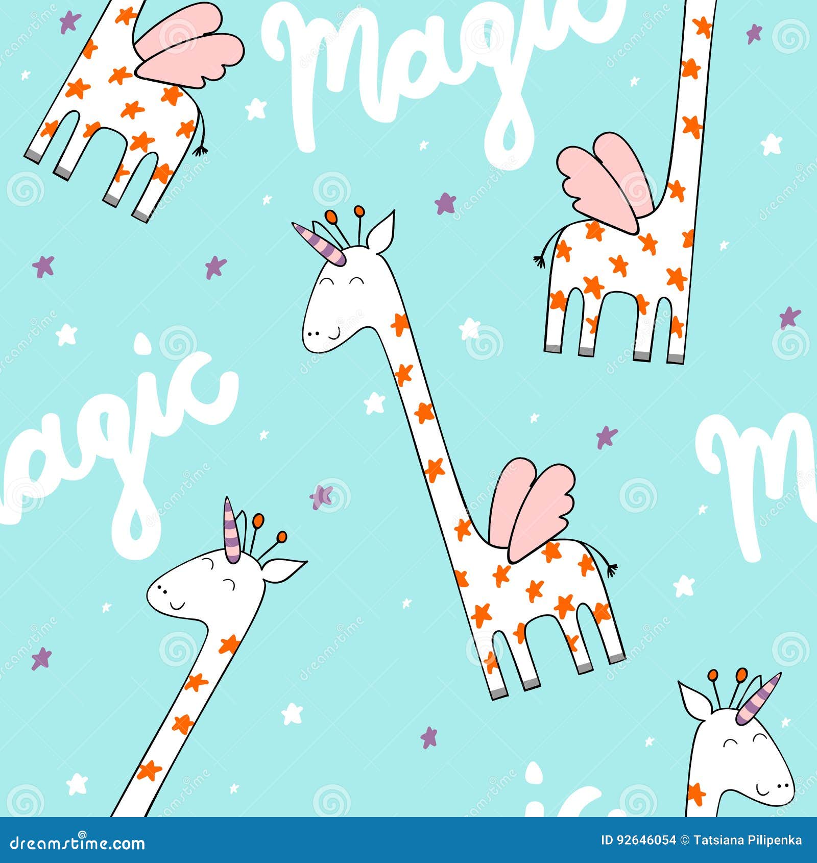 Magic cute giraffe stock vector. Illustration of fantasy - 92646054