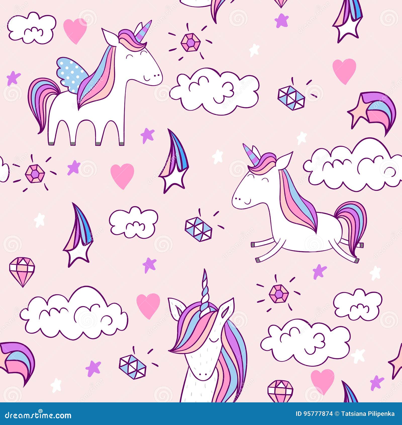 Magic cute unicorn stock vector. Illustration of girl - 95777874