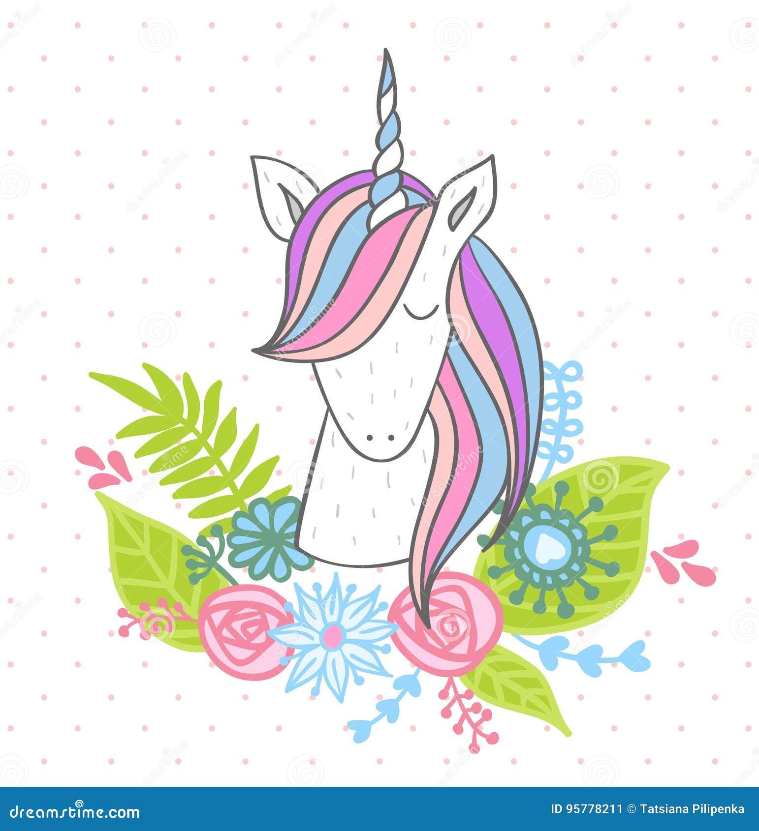 Magic Cute Unicorn.Vector Illustration. Belive In Magic Hand Lettering ...