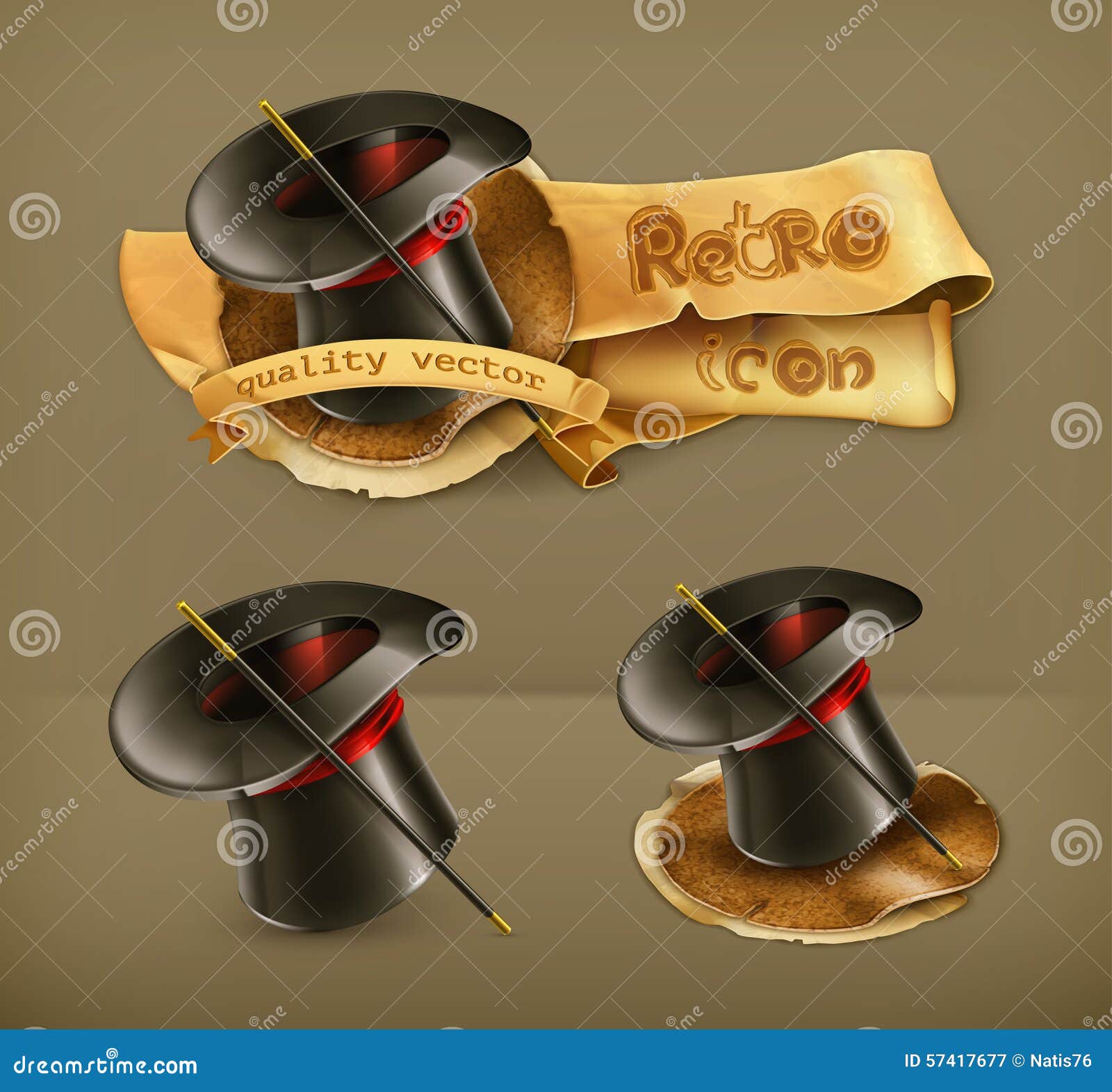 Magic cylinder hat icons stock vector. Illustration of cylinder - 57417677