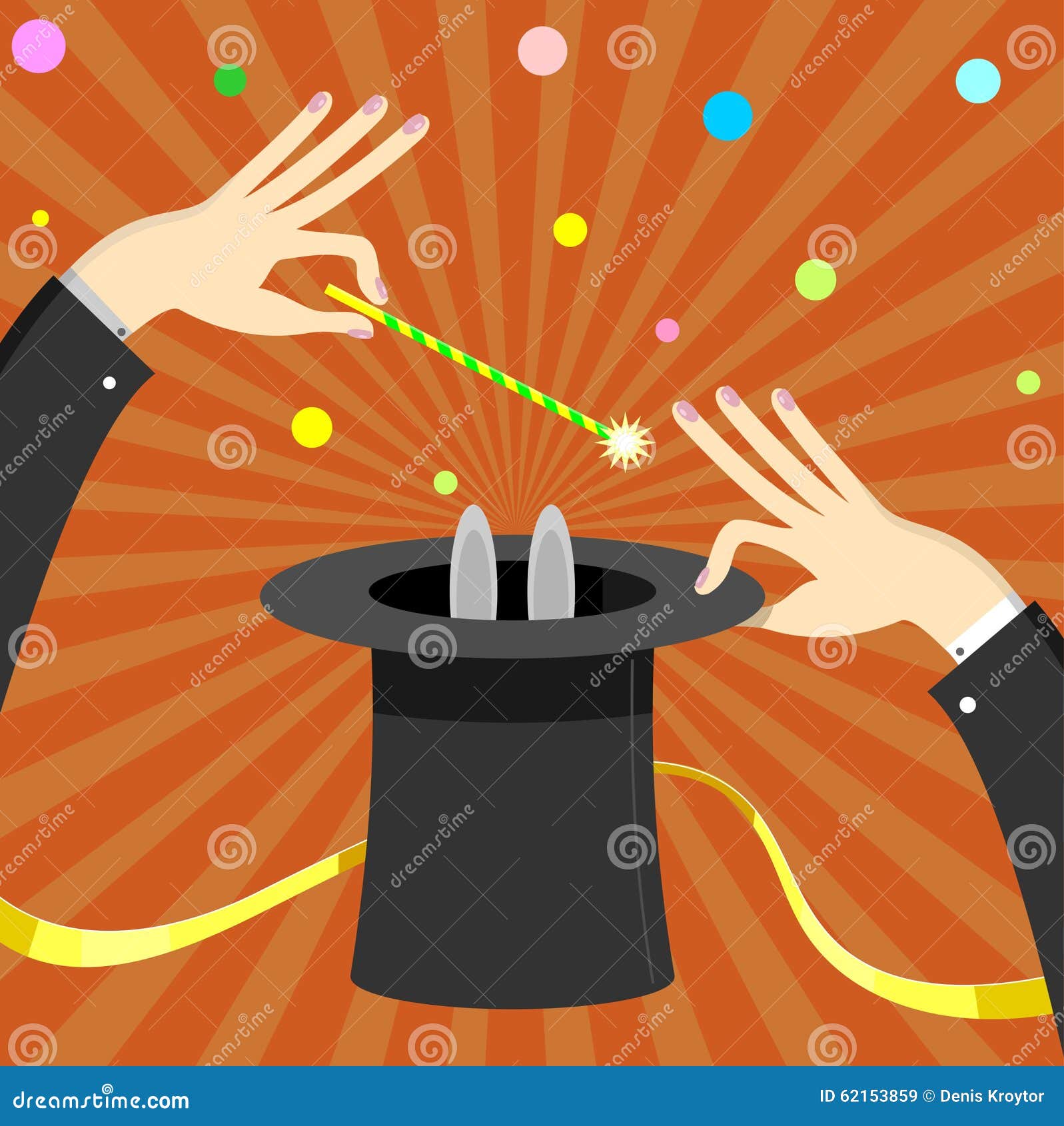 Magic cylinder magician. stock vector. Illustration of illusion - 62153859