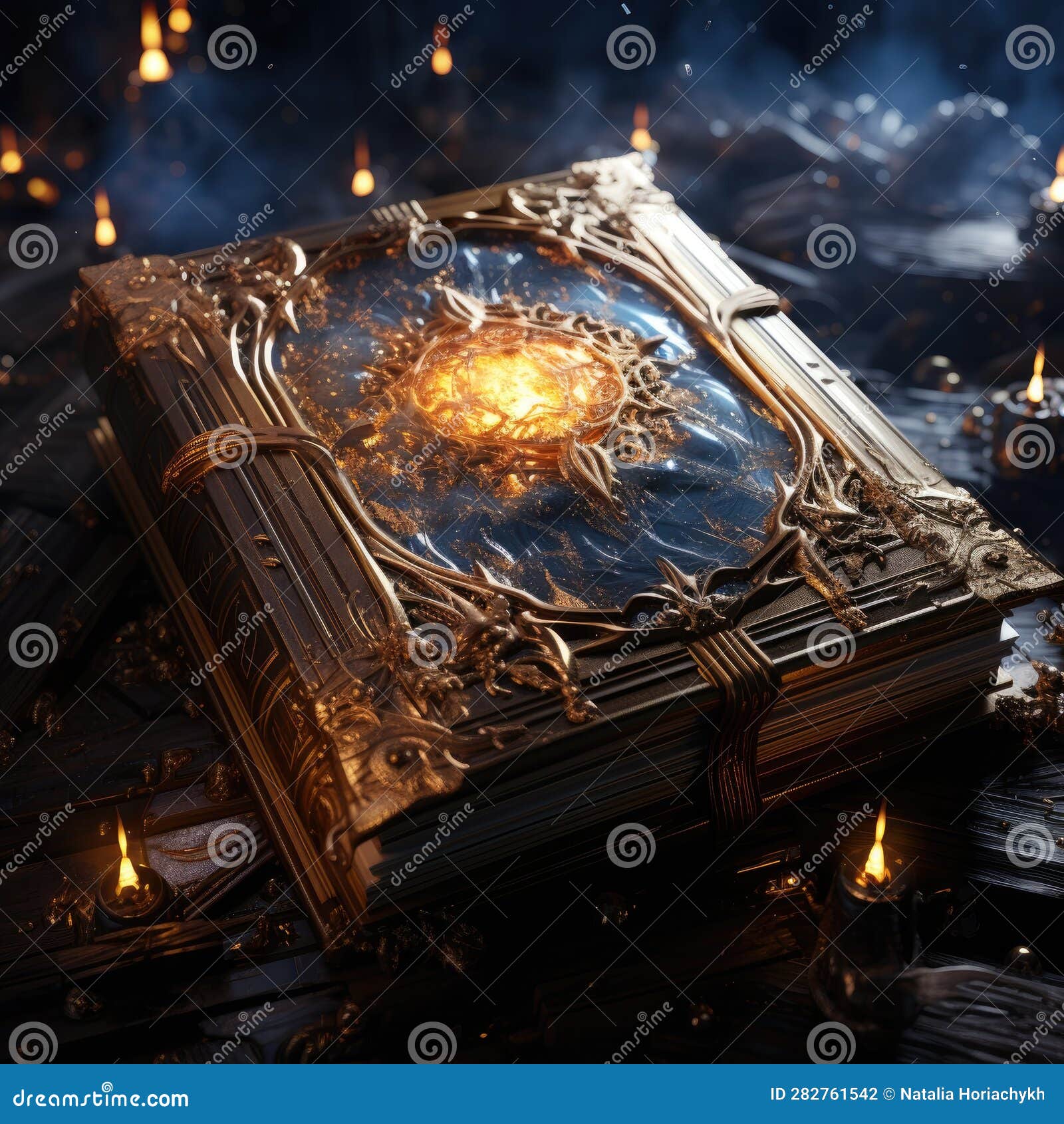 Magic 3D Book with Fantasy Superpowers. Old Magic Book with Magic ...