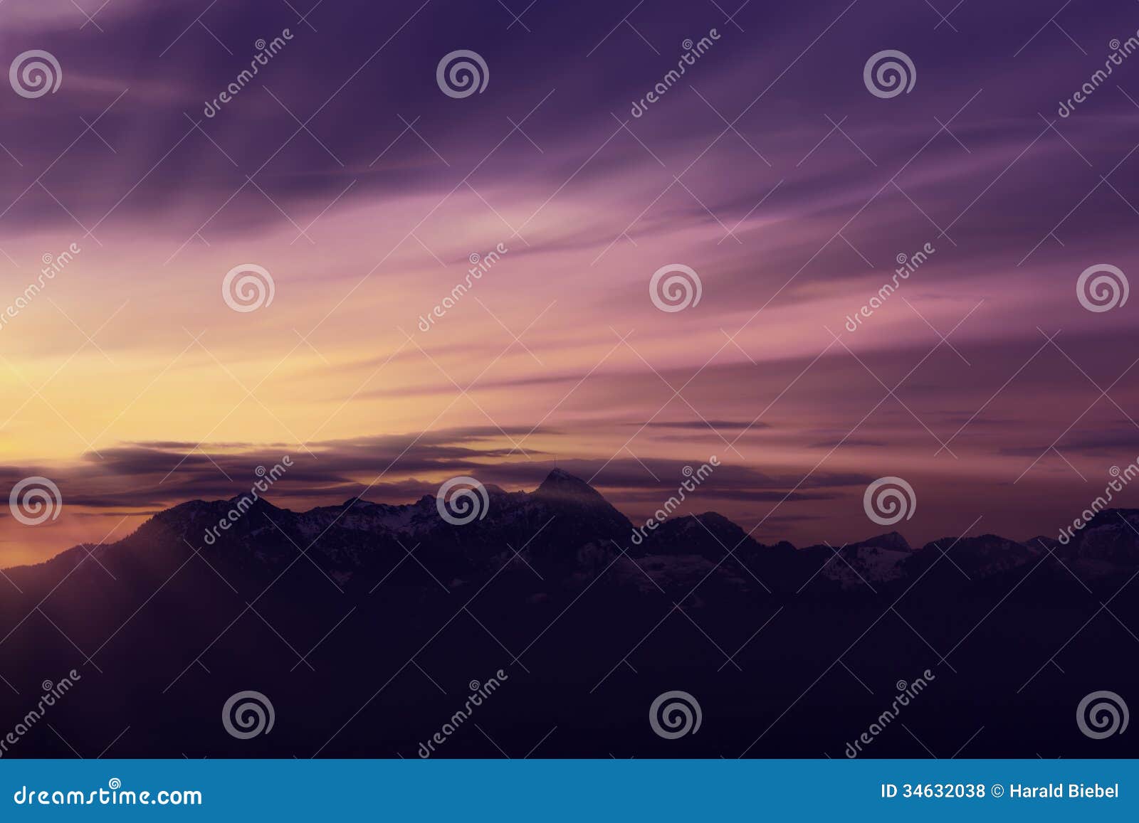 Magic Dawn with Sun Rays Over the German Alps Stock Photo - Image of ...