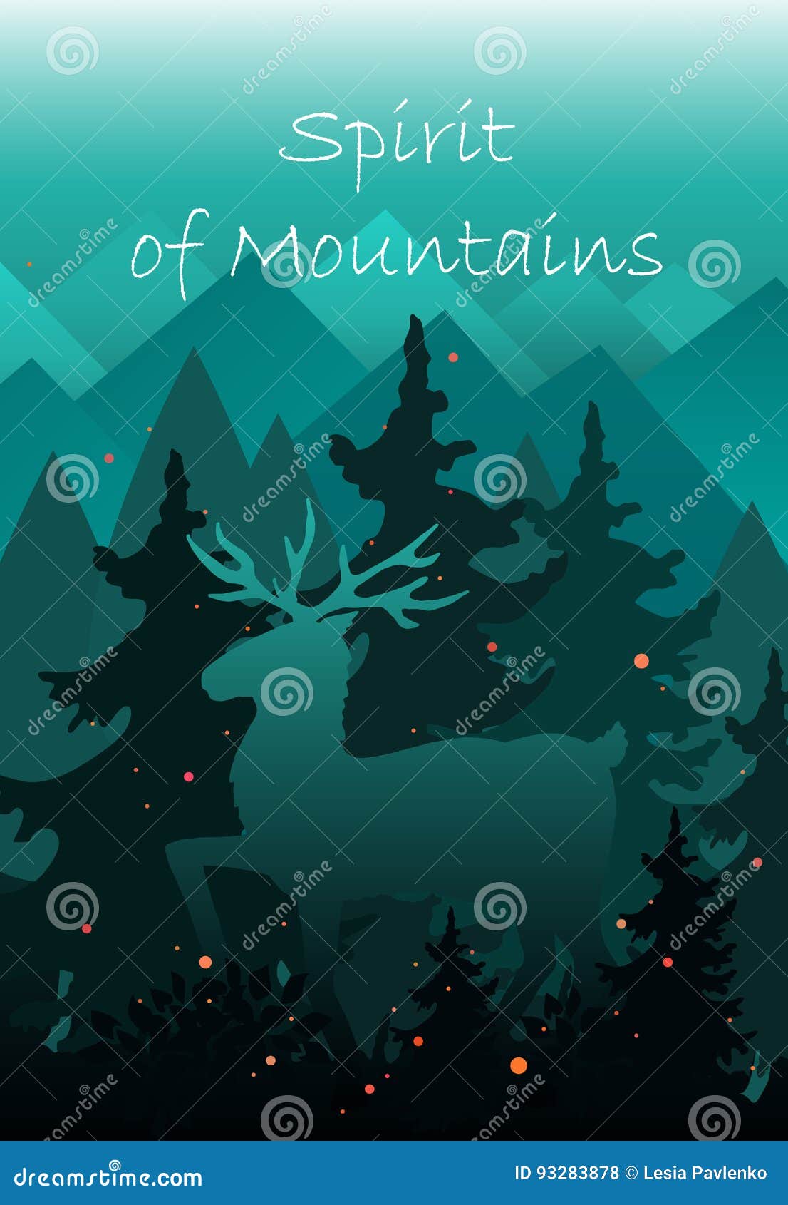 Magic Deer Walking in the Forest. Spirit of the Forest. Stock Vector ...