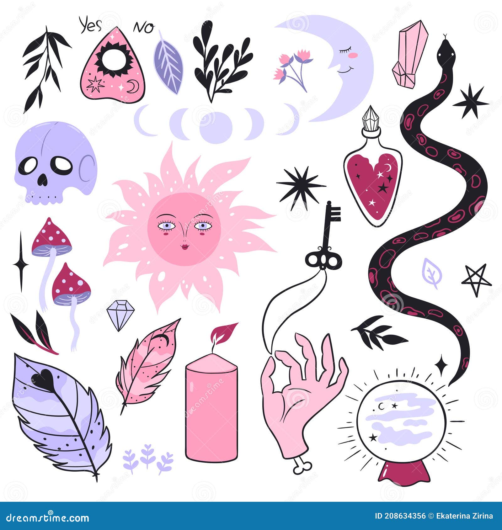 Magic Design Elements Collection Isolated on White. Vector Graphics ...