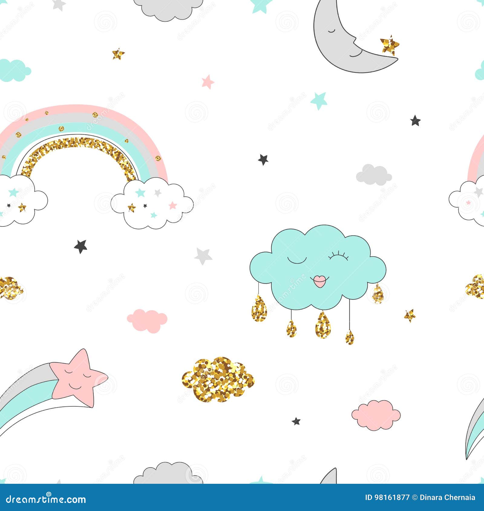 Magic Design Seamless Pattern Hand Drawn Elements. Stock Vector ...