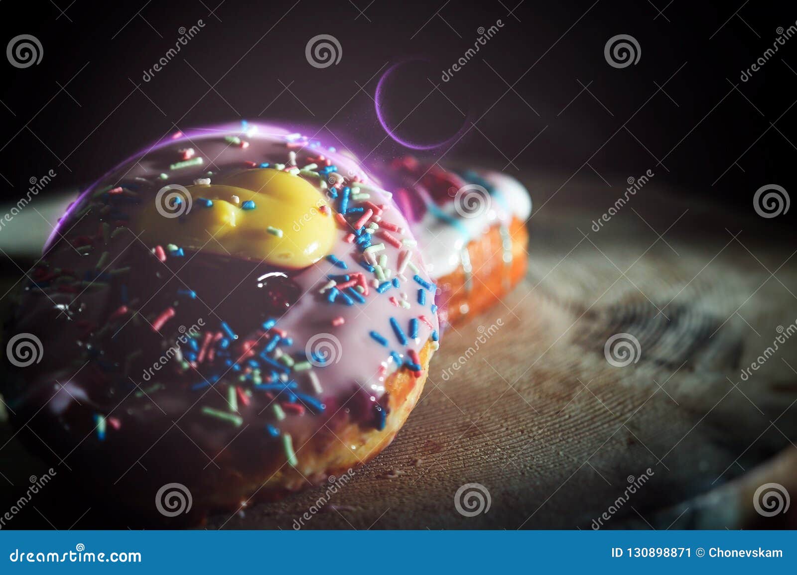 Magic donut with cream stock image. Image of particles - 130898871