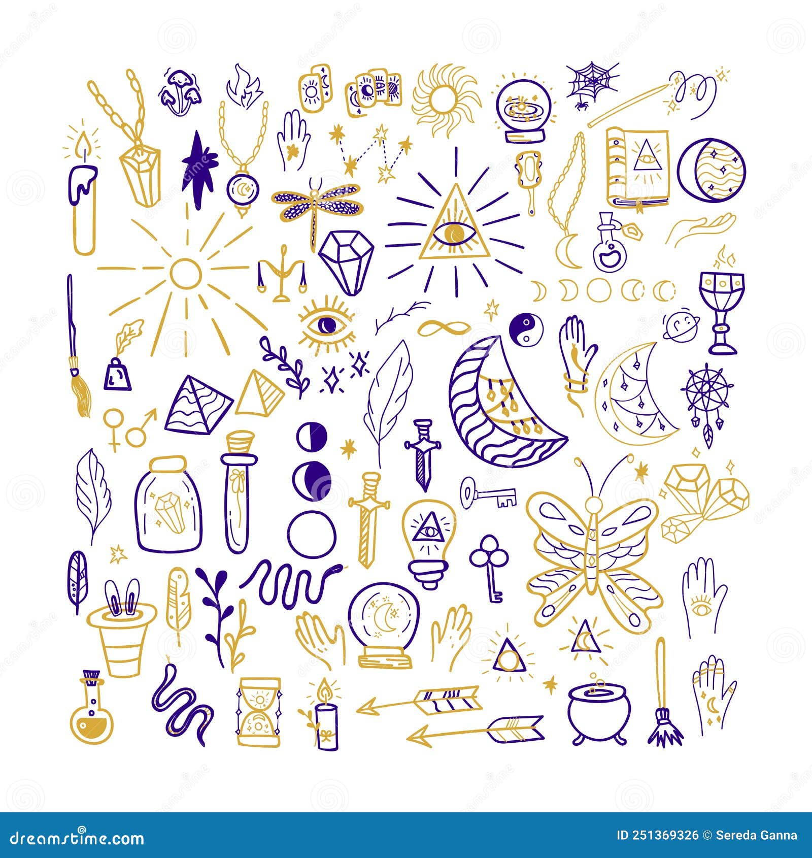 Magic Doodle Set Isolated stock vector. Illustration of halloween ...