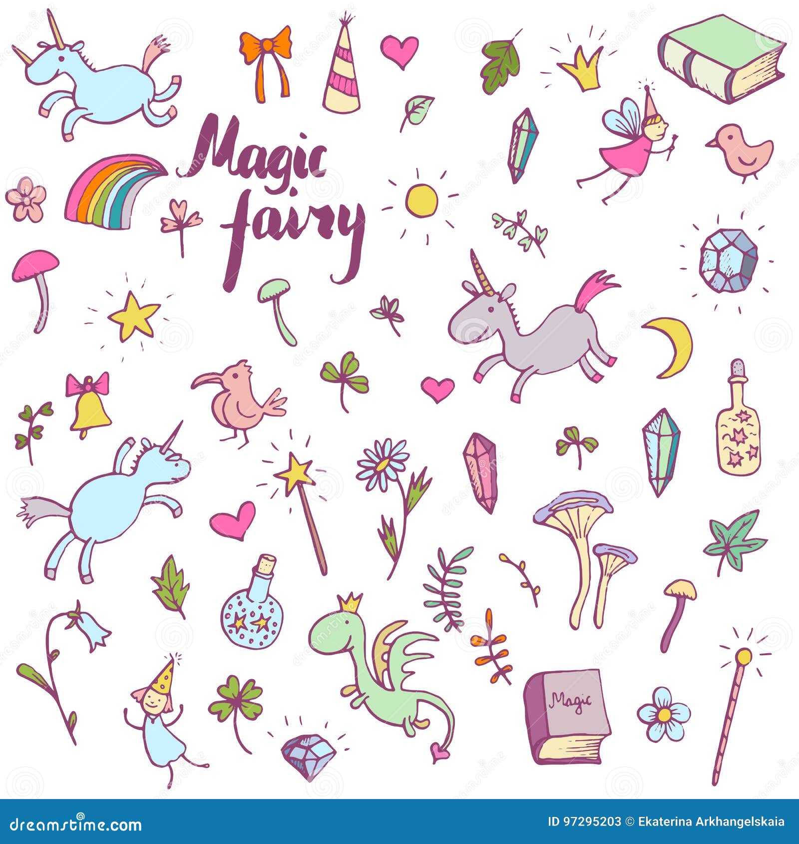 Magic Doodle Set Cartoon Vector | CartoonDealer.com #251369269