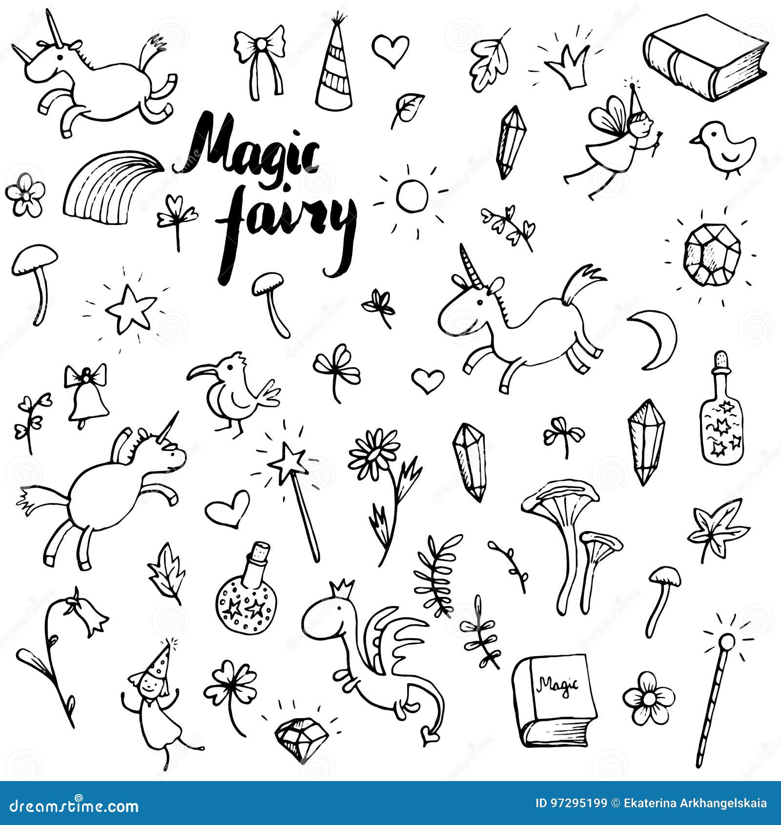 Magic Doodle Set Cartoon Vector | CartoonDealer.com #251369269
