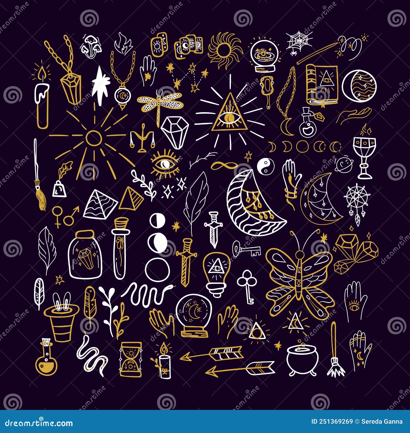 Magic Doodle Set stock vector. Illustration of star - 251369269