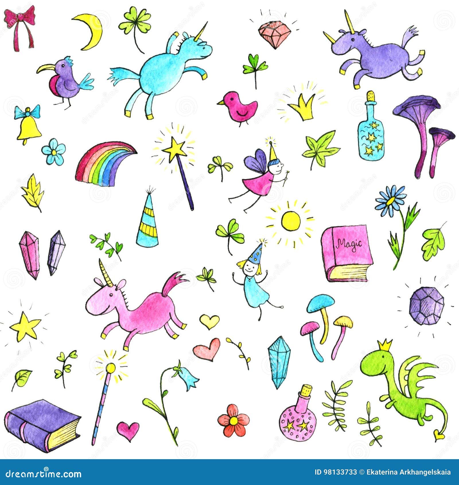 Magic Doodle Set Cartoon Vector | CartoonDealer.com #251369269