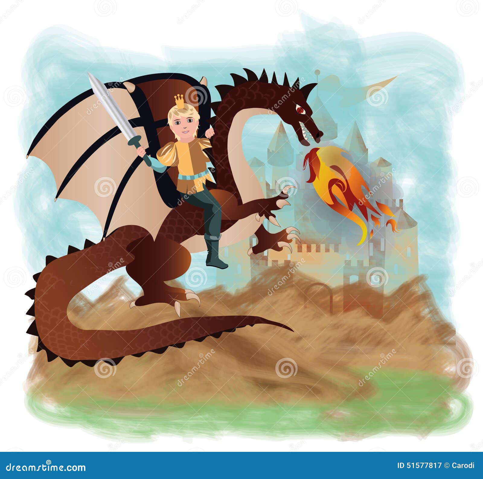 Magic Dragon and Brave Prince Stock Vector - Illustration of fairy ...