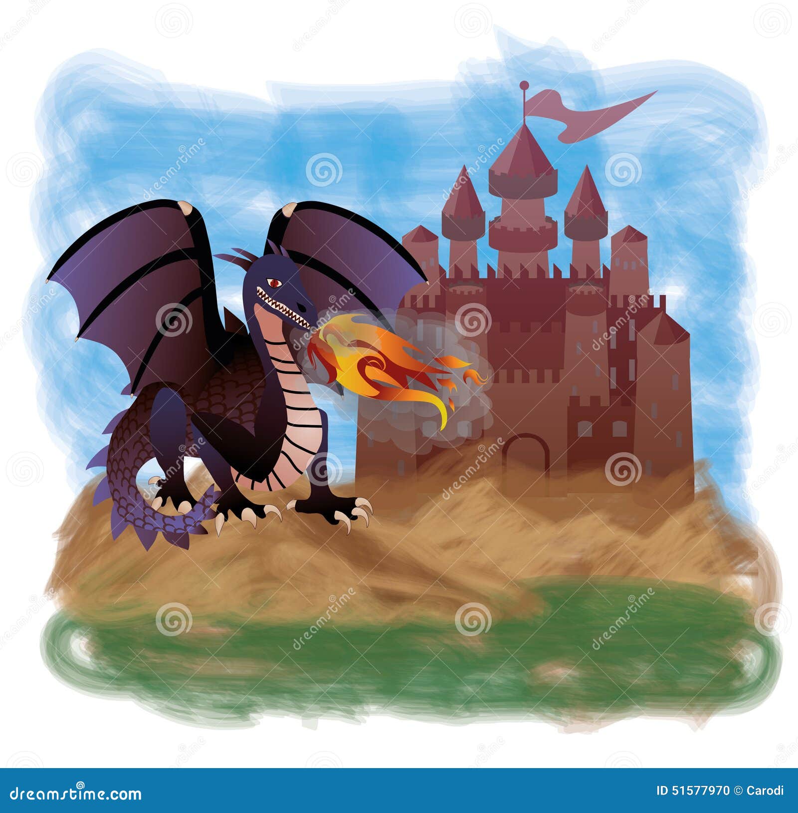 Magic Dragon. Winged With Horns And Wings Purple Dragon. Fantasy ...