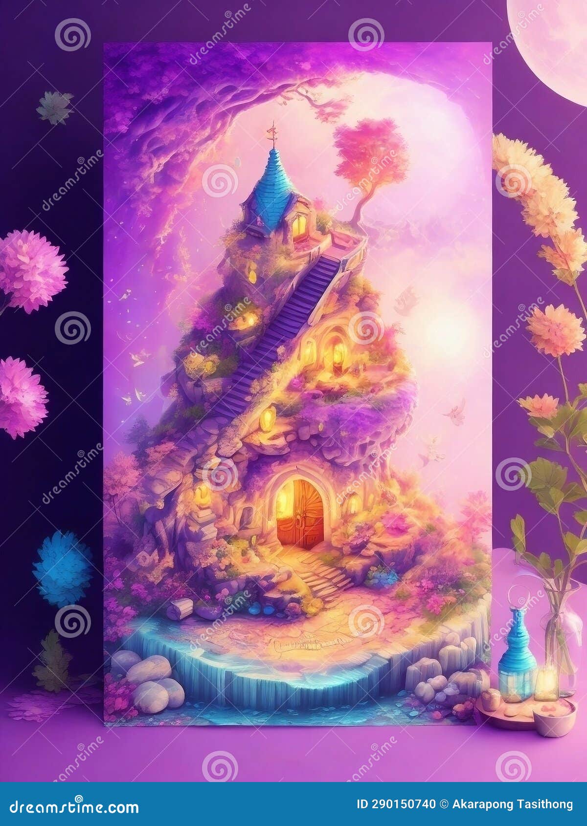 Magic Dreamland Homelike Feeling Background Stock Illustration ...