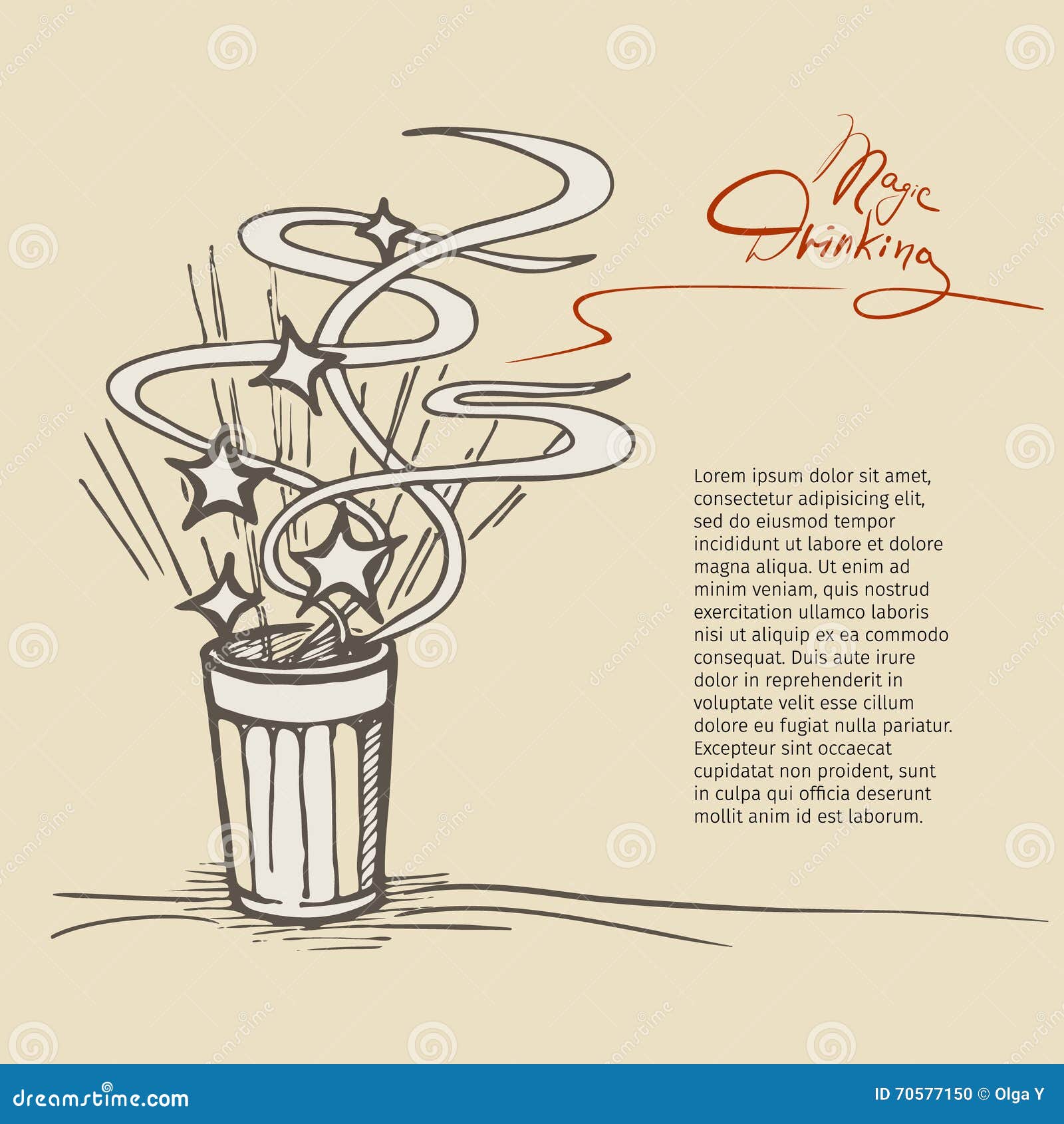 Magic Drinking. Vector Sketch Of The Glass With A Magic Drink Or ...