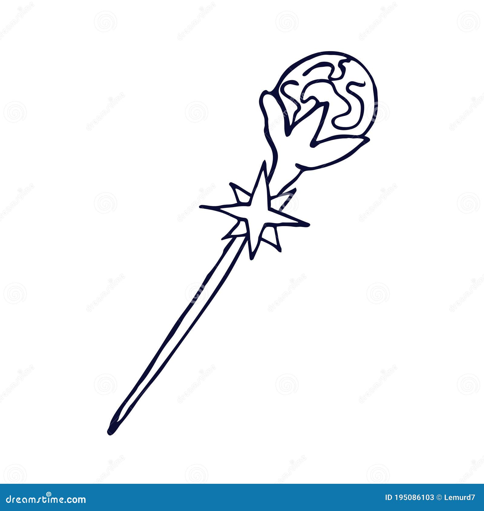 Magic Scepter Vector Wand Isolated Illustration Fantasy Stick White ...