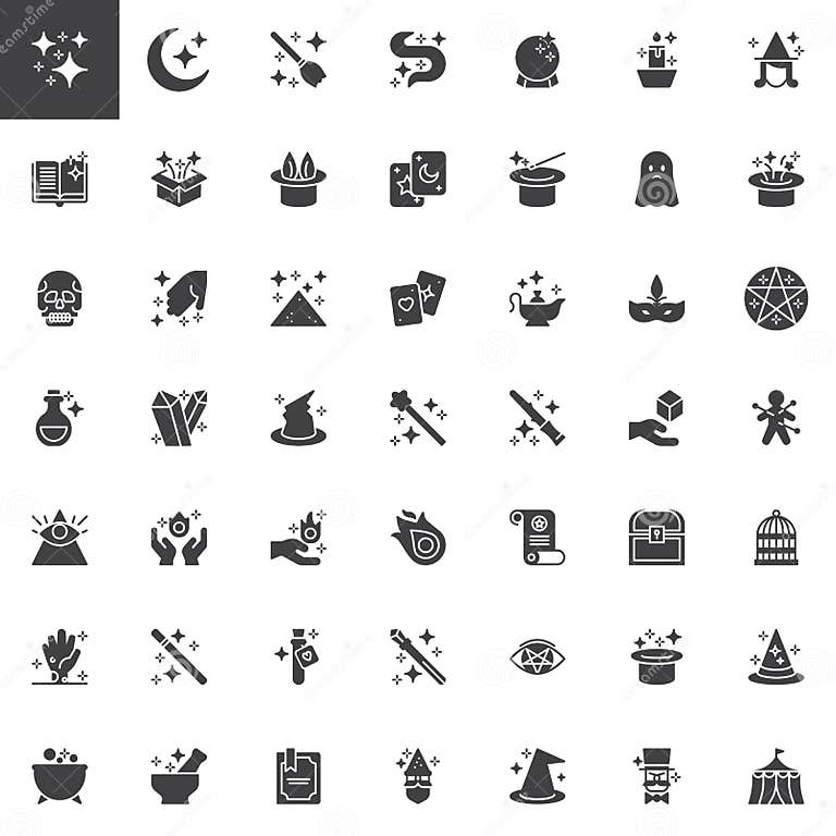 Magic Elements Vector Icons Set Stock Vector - Illustration of ball ...