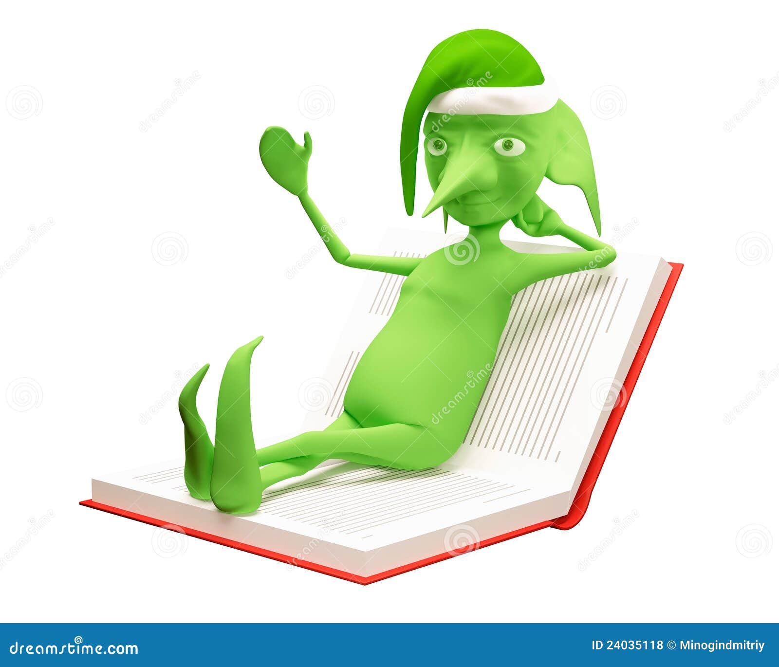 The magic elf on the book stock illustration. Illustration of fairytale ...