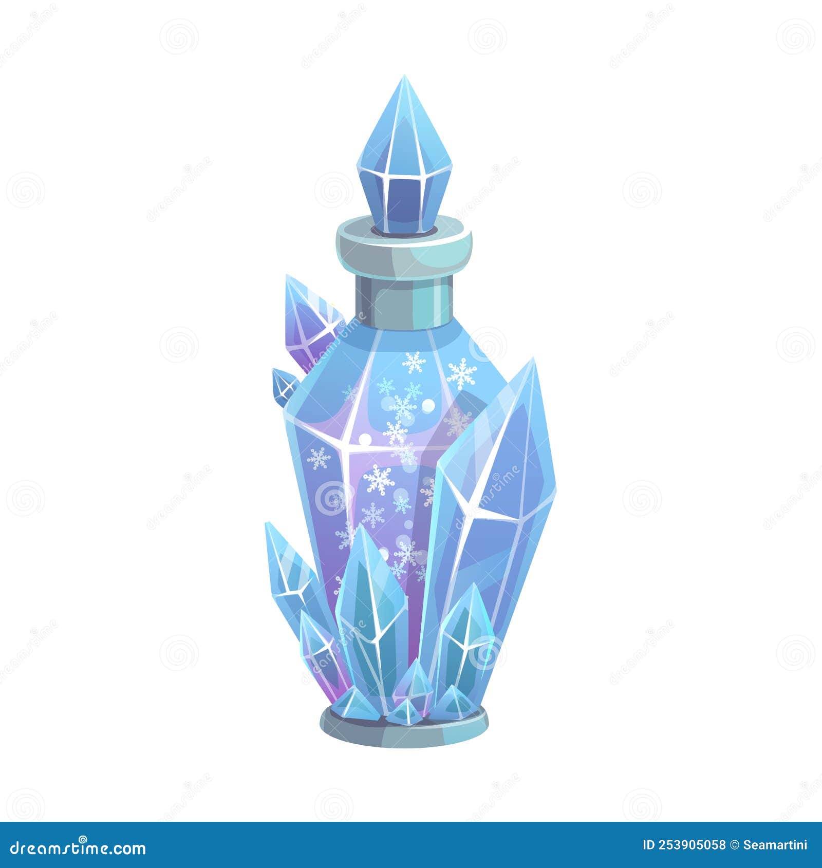 Magic Elixir in Flask with Snowflakes and Crystals Stock Vector ...