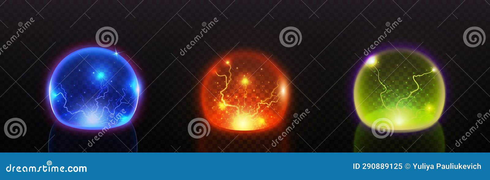 Magic Energy Balls with Lightning Bolt Inside Stock Illustration ...