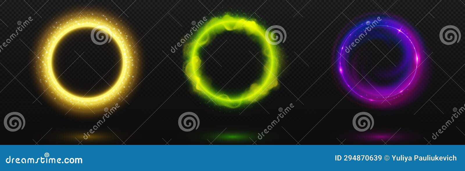 Magic Energy Effect Circles Set Stock Illustration - Illustration of ...
