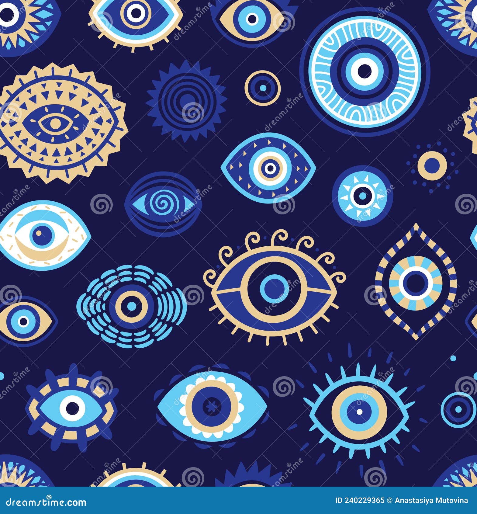 Magic Evil Eyes Seamless Pattern Stock Vector - Illustration of amulet ...