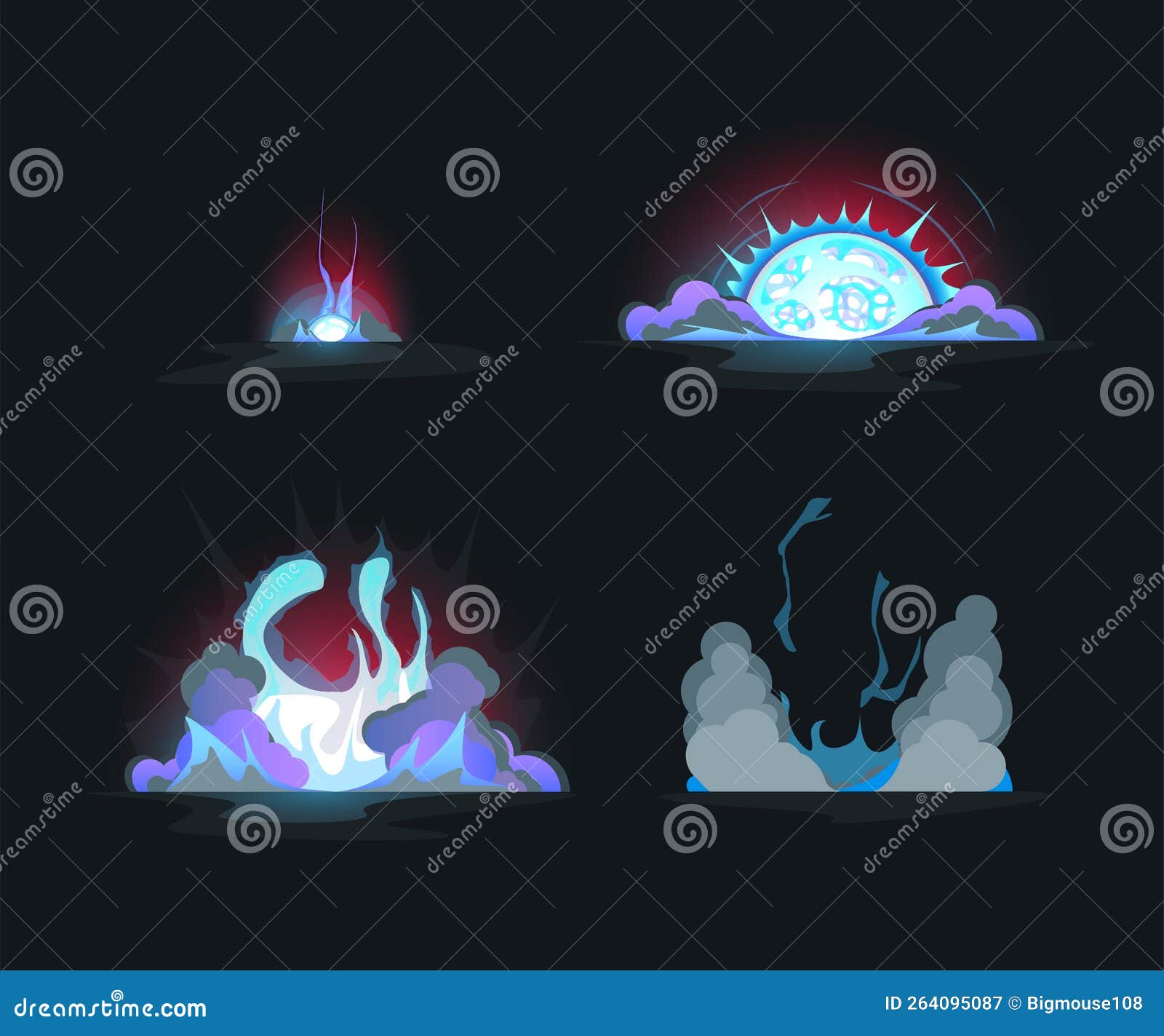 Magic Explosion Bomb Effects Different Types Set. Vector Stock Vector ...