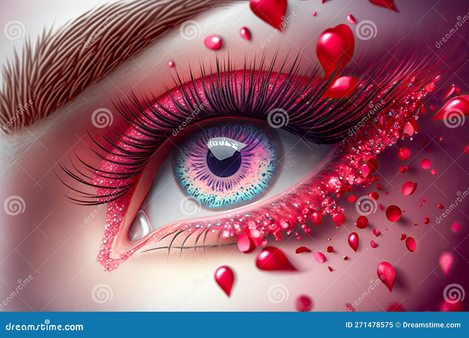 Magic Eye with Makeup and Little Red Hearts Stock Illustration ...