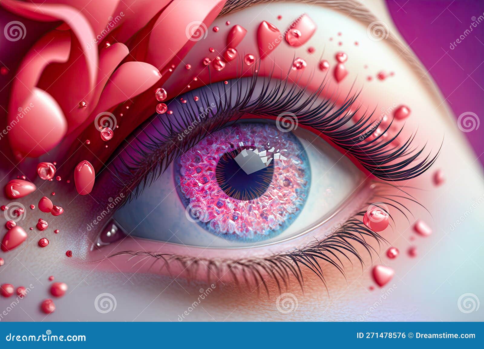 Magic Eye with Makeup and Little Red Hearts Stock Illustration ...