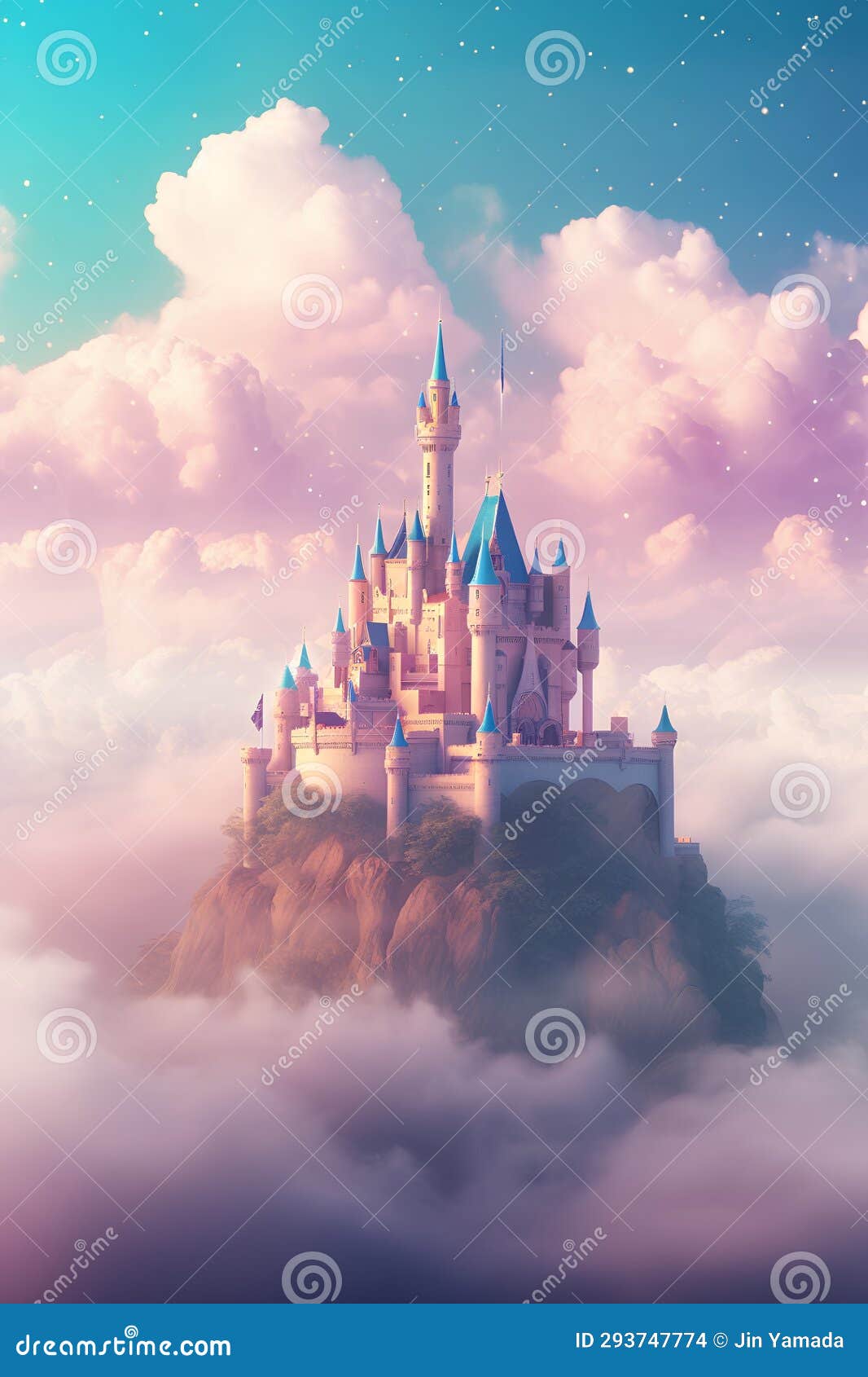 Magic Fairy Tale Castle in the Clouds. Fantasy Landscape Stock ...