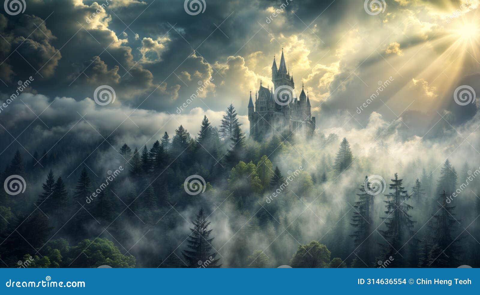 Magic Fairy Tale Castle in the Mist. Fantasy Fantasy Landscape Stock ...