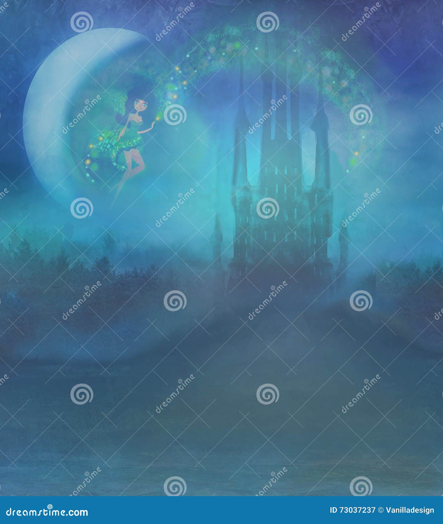 Magic Fairy Tale Castle stock illustration. Illustration of fable ...