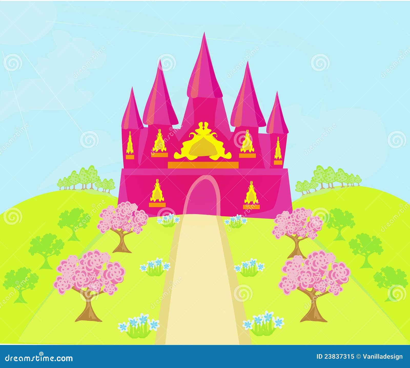 Magic Fairy Tale Princess Castle Stock Illustration - Illustration of ...