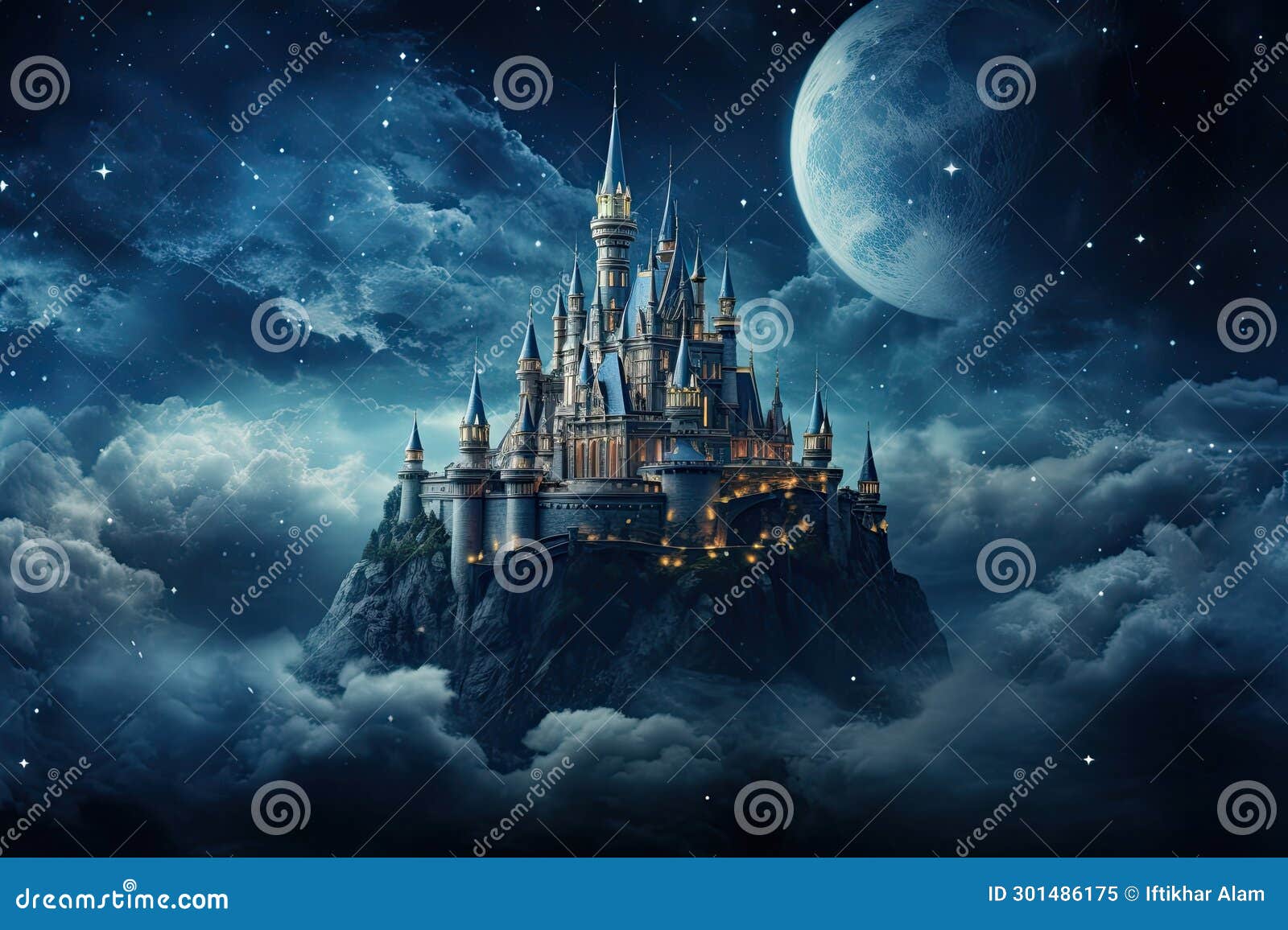 Magic Fairy Tale Princess Castle in the Clouds. 3D Rendering, AI ...
