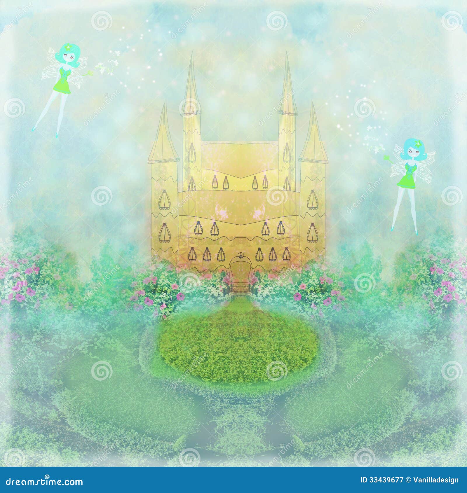 Magic Fairy Tale Princess Castle Stock Illustration - Illustration of ...